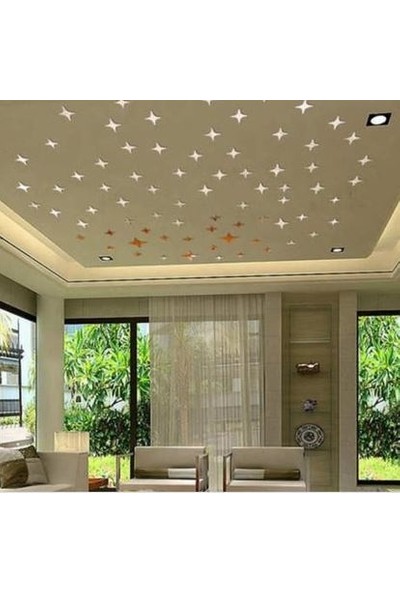 Ps Stickers Dekoratif Süs Ayna 50 Adet Yıldız Tavan Duvar