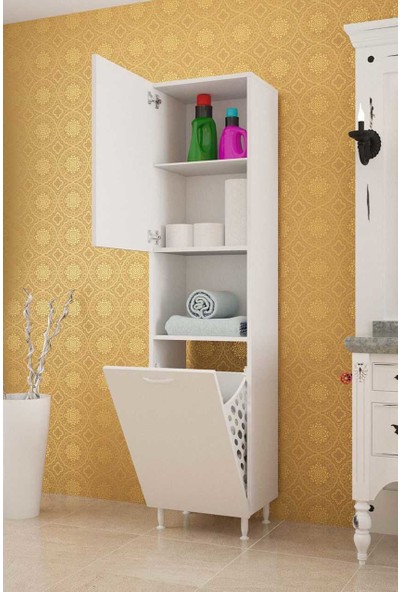 BK Concept Luciano Çamasir Sepetli Çok Amaçli Dolap Beyaz