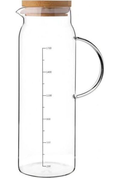Yz Home Borosilikat 1700 ml Cam Bambu Kapaklı Sürahi Yz Home Borosilikat 1700 ml Cam Bambu Kapaklı Sürahi