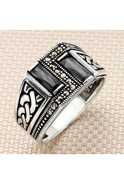Mina Silver Markazit Taşlı Siyah İki Sütun Erkek Gümüş Yüzük Mina Silver Markazit Taşlı Siyah İki Sütun Erkek Gümüş Yüzük
