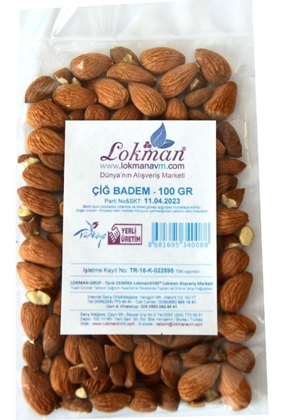 LokmanAVM Doğal Çiğ Tatlı Badem 100 gr