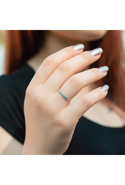 Ayyıldız Kuyumculuk Kadın Firuze Yarımtur Altın Yüzük