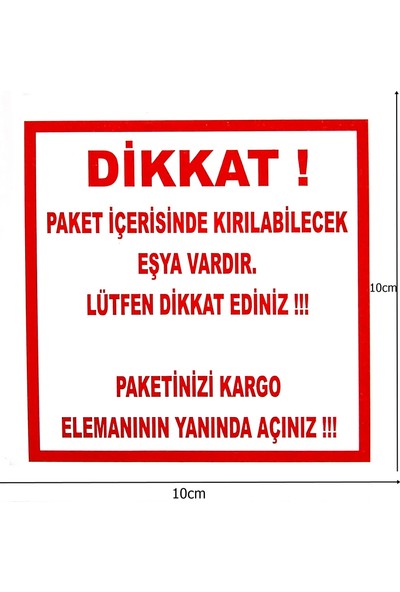 Gaman Dikkat Kırılır Etiketi Yapışkanlı Dikkat Kırılır ! 10x10CM 500'lü Paket Gaman Dikkat Kırılır Etiketi Yapışkanlı Dikkat Kırılır ! 10x10CM 500'lü Paket