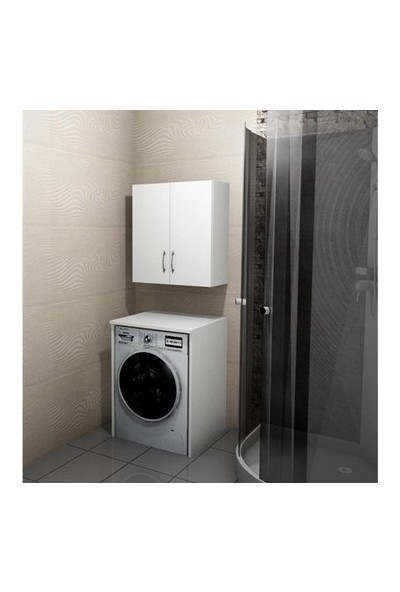 Dewoody Çamaşır Makine Üst Dolabı Beyaz 2 Bölmeli Dewoody Çamaşır Makine Üst Dolabı Beyaz 2 Bölmeli