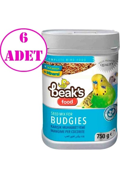 Beaks Karışık Muhabbet Kuşu Yemi 750 gr 6 Adet Beaks Karışık Muhabbet Kuşu Yemi 750 gr 6 Adet