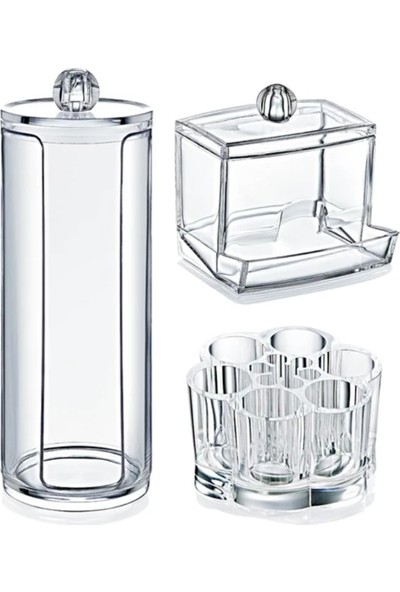 Cmt Akrilik 3'lü Lüx Makyaj Organizer Set