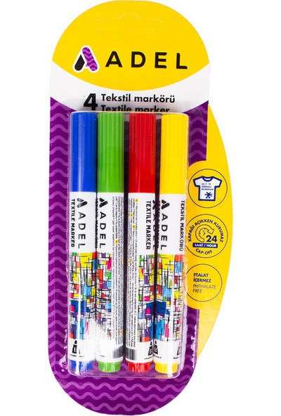 Adel Tekstil Markörü 4 Renk 2201000032 Adel Tekstil Markörü 4 Renk 2201000032