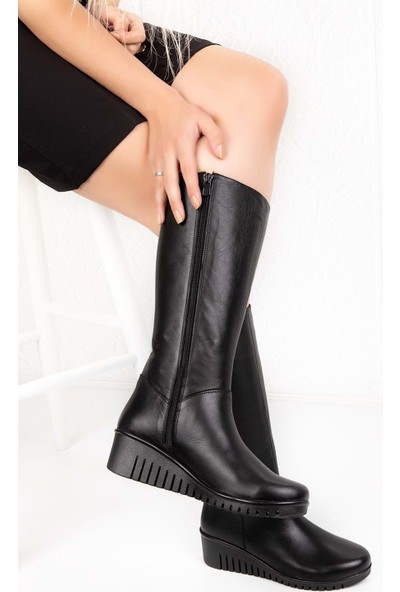 Gondol Deri Sıcak Iç Astar Dolgu Taban Çizme-GNDL.2007