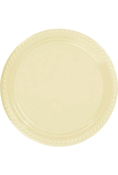 14 Süs Renkli Plastik Tabak Çap 22 cm 25 Adet Krem 14 Süs Renkli Plastik Tabak Çap 22 cm 25 Adet Krem