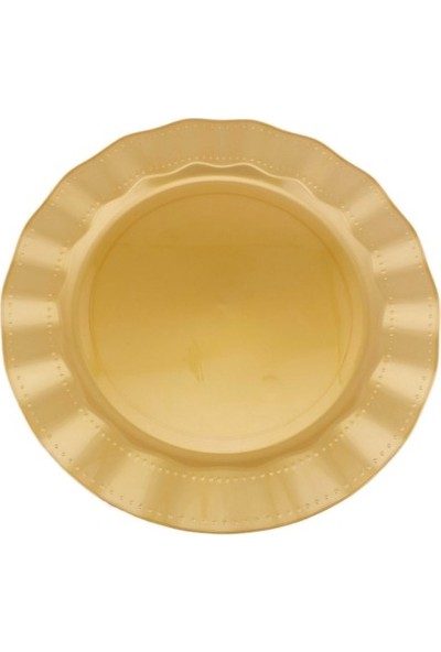Kristal Lüks Sert Plastik Tabak Renkli 18 cm 6 Adet Gold Kristal Lüks Sert Plastik Tabak Renkli 18 cm 6 Adet Gold