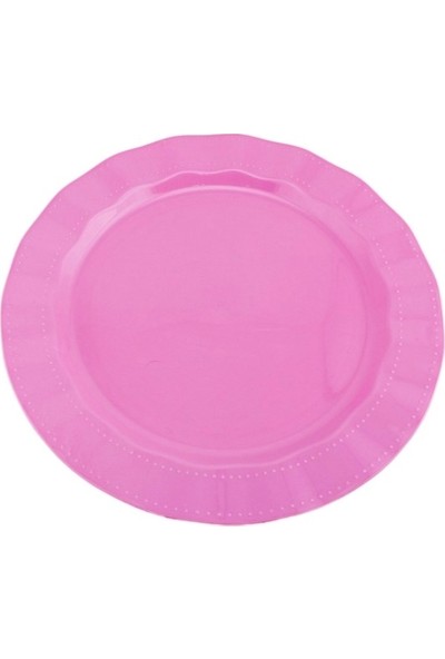 Kristal Lüks Sert Plastik Tabak Renkli 18 cm 6 Adet Pembe Kristal Lüks Sert Plastik Tabak Renkli 18 cm 6 Adet Pembe