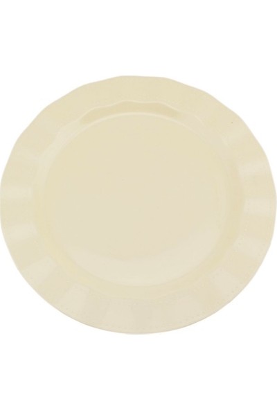Kristal Lüks Sert Plastik Tabak Renkli 18 cm 6 Adet Krem Kristal Lüks Sert Plastik Tabak Renkli 18 cm 6 Adet Krem