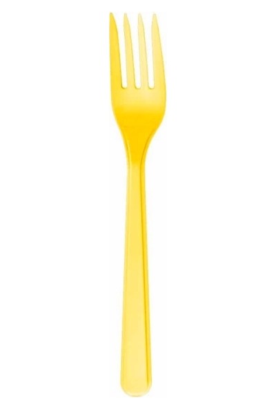 Kristal Lüks Plastik Çatal Renkli 25 Adet Sarı Kristal Lüks Plastik Çatal Renkli 25 Adet Sarı