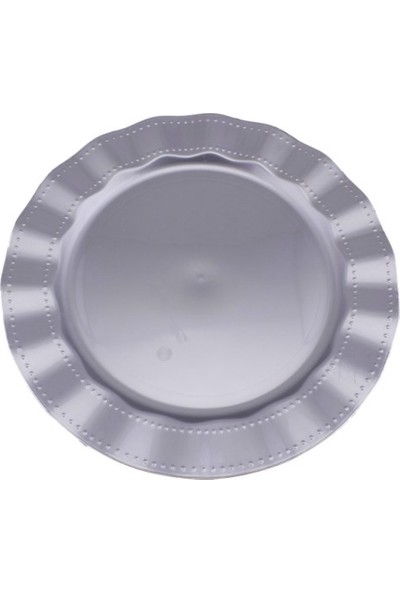 Kristal Lüks Sert Plastik Tabak Renkli 26 cm 6 Adet Gümüş Kristal Lüks Sert Plastik Tabak Renkli 26 cm 6 Adet Gümüş