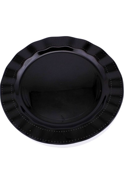 Kristal Lüks Sert Plastik Tabak Renkli 22 cm 6 Adet Siyah Kristal Lüks Sert Plastik Tabak Renkli 22 cm 6 Adet Siyah
