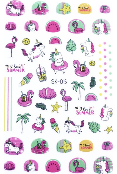 Flash Tattoos Fuşyalı Çocuk Tırnak Sticker