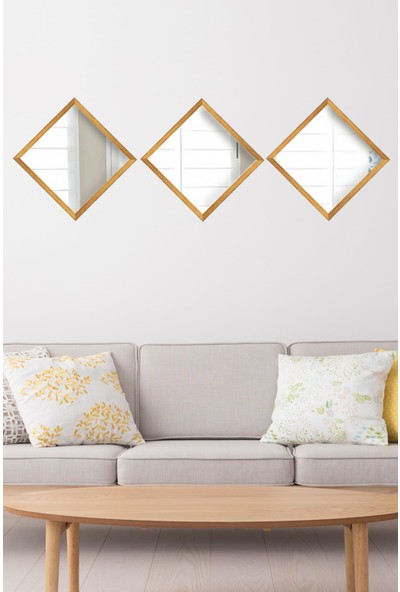 Bluecape Doğal Çerçeveli 3 Parça 30x30cm Set Ayna