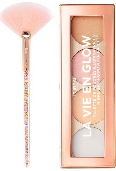 Loreal Paris Aydınlatıcı Paleti 02 Cool Glow+Lionesse Barbie Makyaj Fırçası 010 Loreal Paris Aydınlatıcı Paleti 02 Cool Glow+Lionesse Barbie Makyaj Fırçası 010