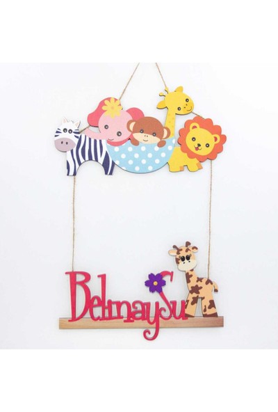 Meşgalem İsme Özel Safari Temalı -Kız Bebek Çocuk Odası Kapı Süsü Meşgalem İsme Özel Safari Temalı -Kız Bebek Çocuk Odası Kapı Süsü
