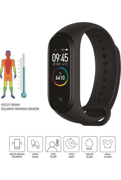 Polosmart PSSW07 Smart Life Ateş Ölçerli Akıllı Bileklik Siyah Polosmart PSSW07 Smart Life Ateş Ölçerli Akıllı Bileklik Siyah