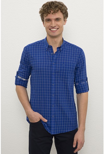 U.S. Polo Assn. Erkek Kobalt Gömlek Uzunkol