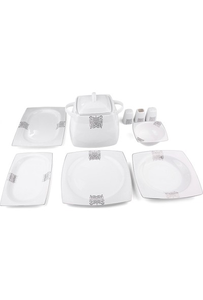 Karaca Fine Bone Lotus Platin 60 Parça 12 Kişilik Kare Yemek Takımı Karaca Fine Bone Lotus Platin 60 Parça 12 Kişilik Kare Yemek Takımı