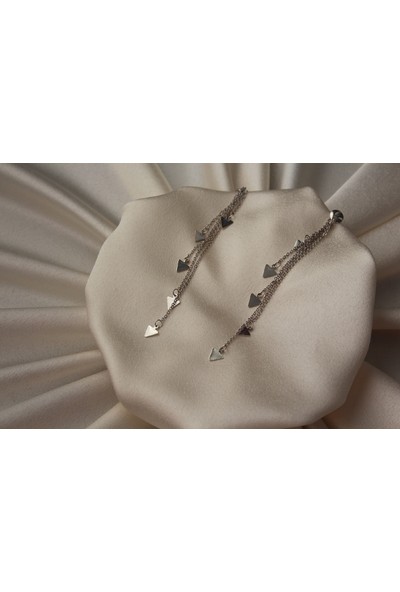 Wow Aksesuar Kadın Üçgen Sallantı Gri Küpe Wow Aksesuar Kadın Üçgen Sallantı Gri Küpe