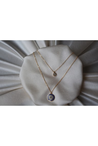 Wow Aksesuar Kadın Zirkon Taşlı Nazar Motifli Sarı Kolye Wow Aksesuar Kadın Zirkon Taşlı Nazar Motifli Sarı Kolye