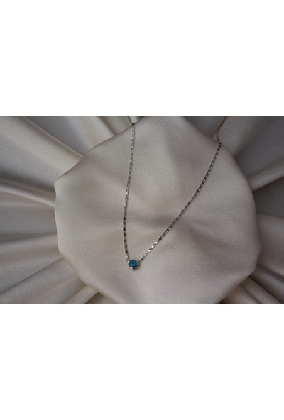 Wow Aksesuar Kadın Tek Nazar Boncuklu Gri Kolye