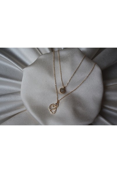 Wow Aksesuar Kadın Birleşik İkili Vav Sarı Kolye