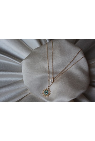 Wow Aksesuar Kadın Güneş Nazar Motifli Sarı Kolye