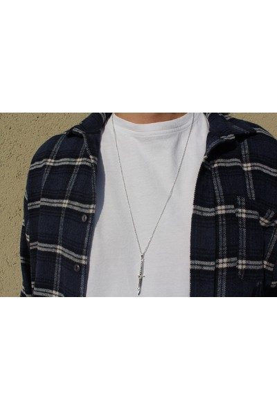 Wow Aksesuar Erkek Bıçak Figürlü Gümüş Renk Kolye