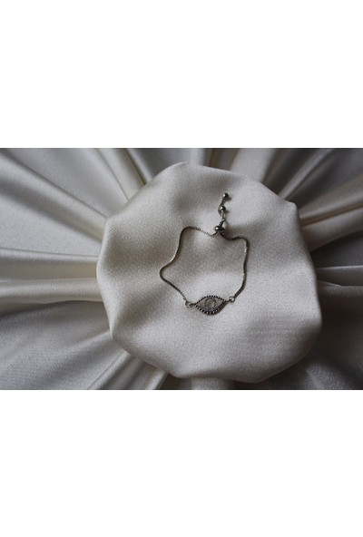 Wow Aksesuar Kadın Zirkon Taşlı Göz Gri Bileklik