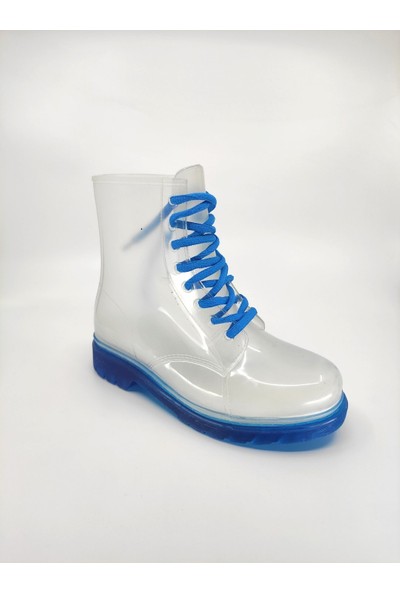 The Frida Shoes Frida Kadın Şeffaf Su Geçirmez Bot 13400-MAVİ Taban The Frida Shoes Frida Kadın Şeffaf Su Geçirmez Bot 13400-MAVİ Taban