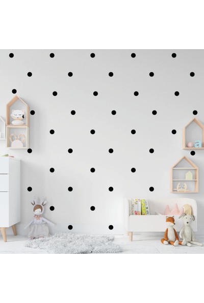 Dijitalya Puantiye Sticker Polka Sticker Etiket 5 cm 130 Adet Siyah