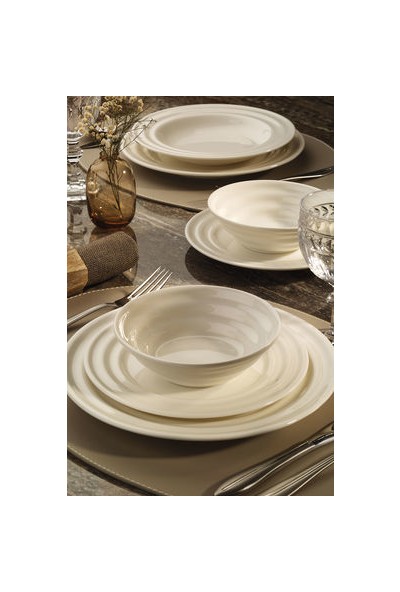 Kütahya Porselen Tuvana 24 Prc.yemek Seti Krem