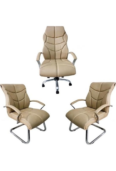 Herkese Mobilya H-46 Makam Koltuğu ve 2 Adet Misafir Koltuğu Büro Koltuk Takımı Herkese Mobilya H-46 Makam Koltuğu ve 2 Adet Misafir Koltuğu Büro Koltuk Takımı