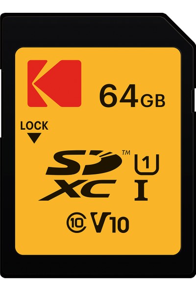 Kodak V10 Premium Performans 64GB SDXC-I U1 SD Hafıza Kartı Kodak V10 Premium Performans 64GB SDXC-I U1 SD Hafıza Kartı