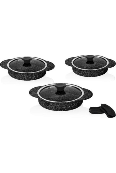 Taç Granit Plus 3'lü Sahan Seti Siyah 3521