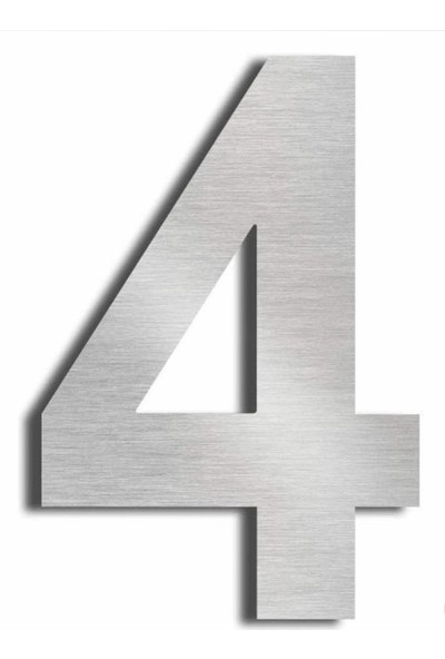 Se-Dizayn Kapı Numarası 20 cm No 4. Kendinden Yapışkanlı Paslanmaz Çelik Arial Yazı Tipi Se-Dizayn Kapı Numarası 20 cm No 4. Kendinden Yapışkanlı Paslanmaz Çelik Arial Yazı Tipi
