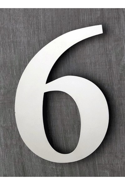Se-Dizayn Kapı Numarası 20 cm No 6, Kendinden Yapışkanlı Paslanmaz Çelik Roma Yazı Tipi Se-Dizayn Kapı Numarası 20 cm No 6, Kendinden Yapışkanlı Paslanmaz Çelik Roma Yazı Tipi