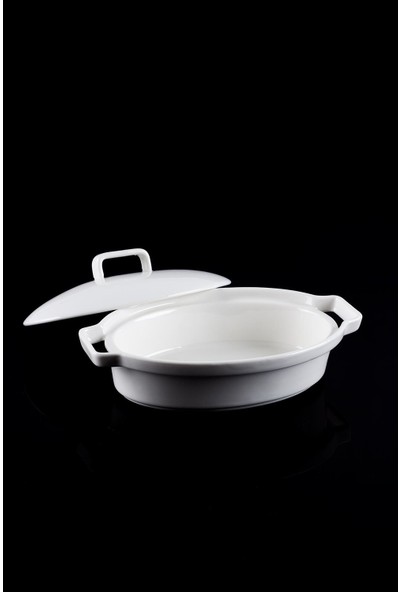 Bianco Perla Porselen Kapaklı Oval Fırın Kabı - 20 cm Bianco Perla Porselen Kapaklı Oval Fırın Kabı - 20 cm