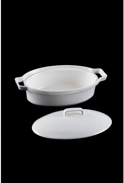 Bianco Perla Porselen Kapaklı Oval Fırın Kabı - 17 cm Bianco Perla Porselen Kapaklı Oval Fırın Kabı - 17 cm