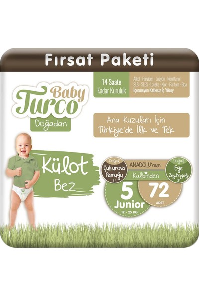 Baby Turco Doğadan Külot Bez 5 Numara Junıor 72'li Baby Turco Doğadan Külot Bez 5 Numara Junıor 72'li