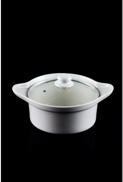 Acar Bianco Perla Porselen Yuvarlak Cam Kapaklı Mini Sunum Tencere - 27 cm Acar Bianco Perla Porselen Yuvarlak Cam Kapaklı Mini Sunum Tencere - 27 cm