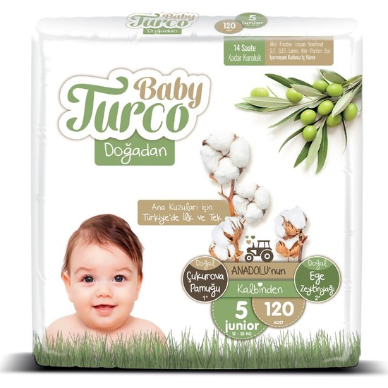 Baby Turco Doğadan Bebek Bezi 5 Numara Junior 120'li Fiyatı