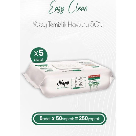 Sleepy Easy Clean Yüzey Temizlik Havlusu 50 x 5 Adet (250 Fiyatı