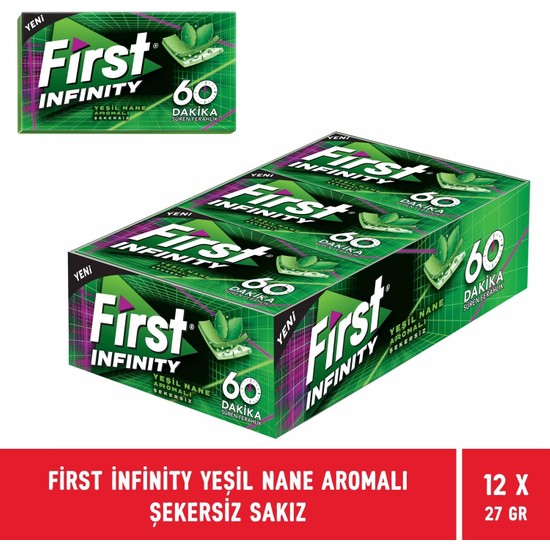 First Infinity 60 Dakika Yeşil Nane Aromalı Şekersiz Sakız - Fiyatı
