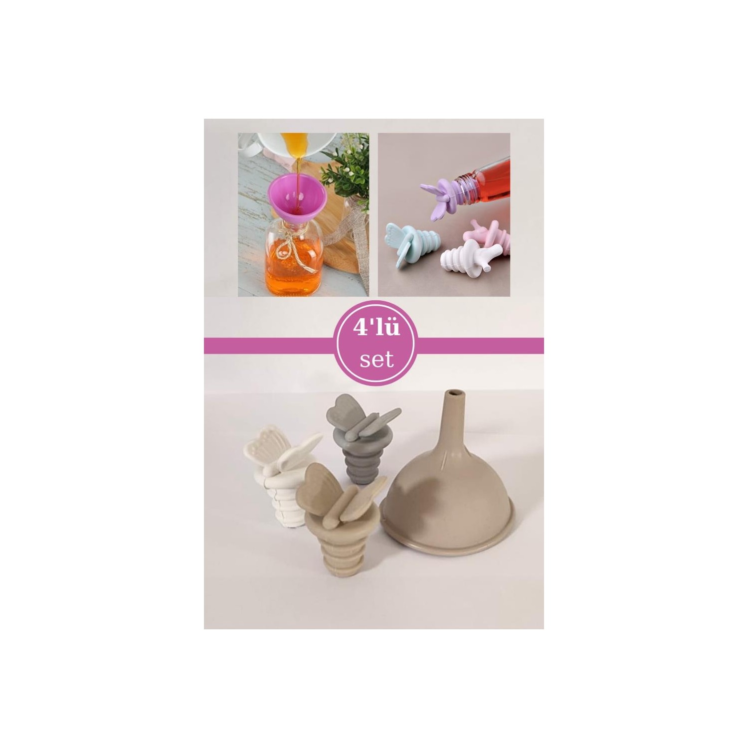 Flosoft Silikon Yağdanlık Şişe Tıpası 3 Adet + Mini Huni 1 Fiyatı