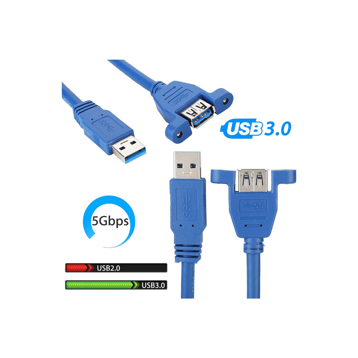 Mavi Ay Bilişim 1 Metre Panel Tipi USB 3.0 Uzatma Kablosu Fiyatı